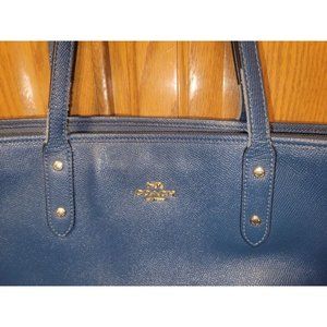 Coach | Bags | Womens Coach Namebrand Periwinkle Blue Leather City Tote ...